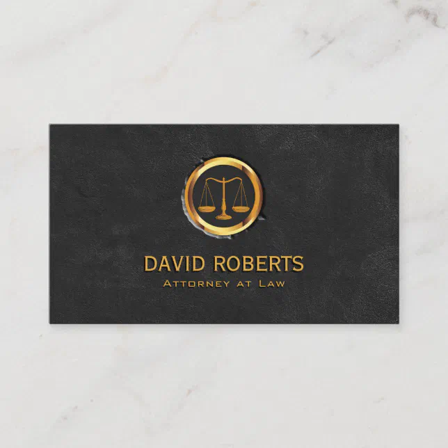 Lawyer Gold Scale Logo Black Attorney at Law Business Card | Zazzle