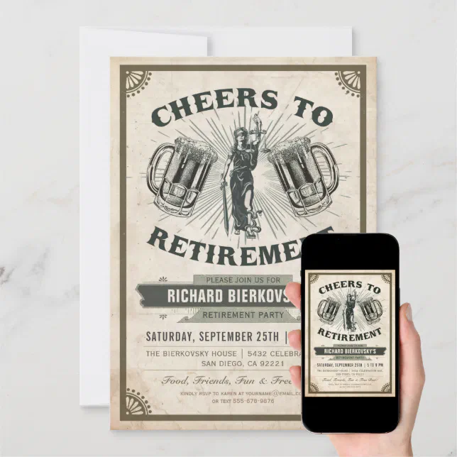 Lawyer/Judge Retirement Party Invitation - Cheers | Zazzle
