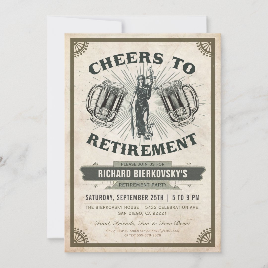 Lawyer/Judge Retirement Party Invitation - Cheers | Zazzle