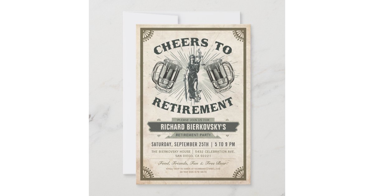 Lawyer/Judge Retirement Party Invitation - Cheers | Zazzle