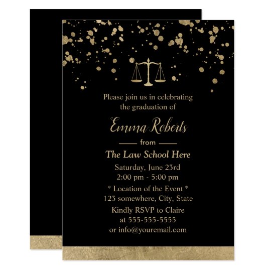 Lawyer Law School Graduation Modern Gold Splatters Invitation | Zazzle.com