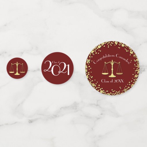 Lawyer Law School Maroon Gold Graduation Party Confetti | Zazzle
