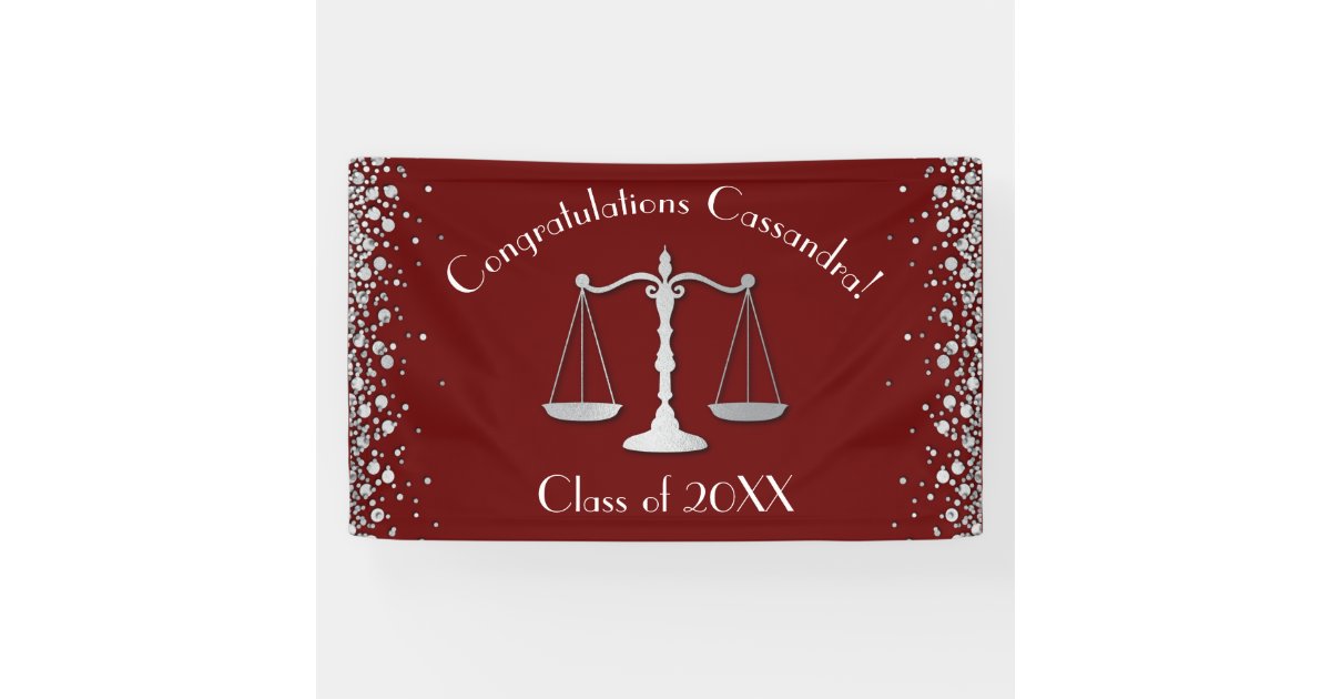 Lawyer Law School Maroon Silver Graduation Party Banner | Zazzle