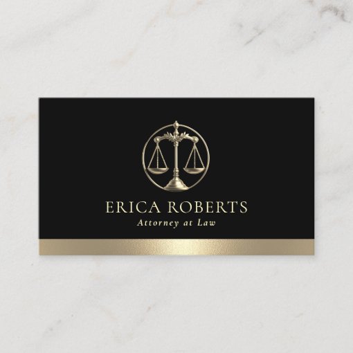 Lawyer Modern Gold Justice Scale Attorney at Law Business Card | Zazzle