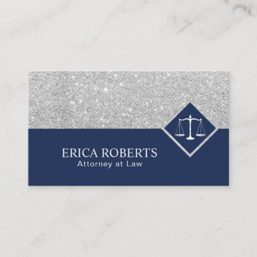 Lawyer Modern Navy Blue & Silver Attorney at Law Business Card | Zazzle