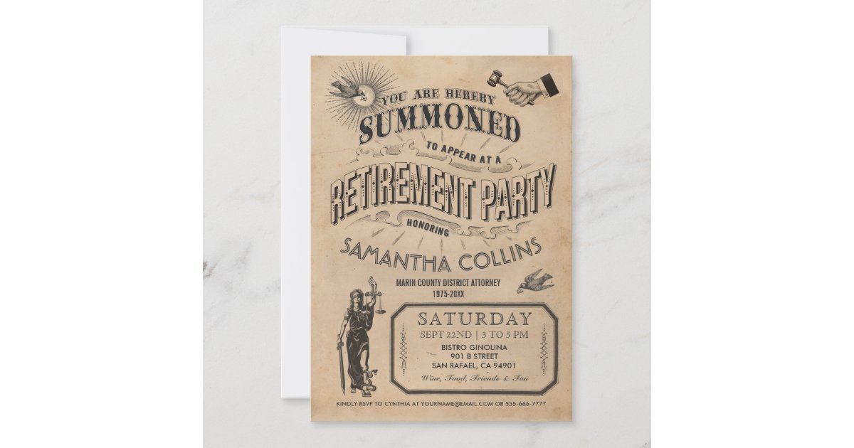 Lawyer Retirement Invitation - Party Vintage Retro | Zazzle