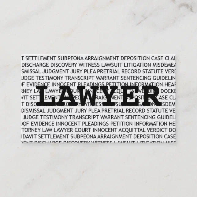Lawyer Words Business Card | Zazzle