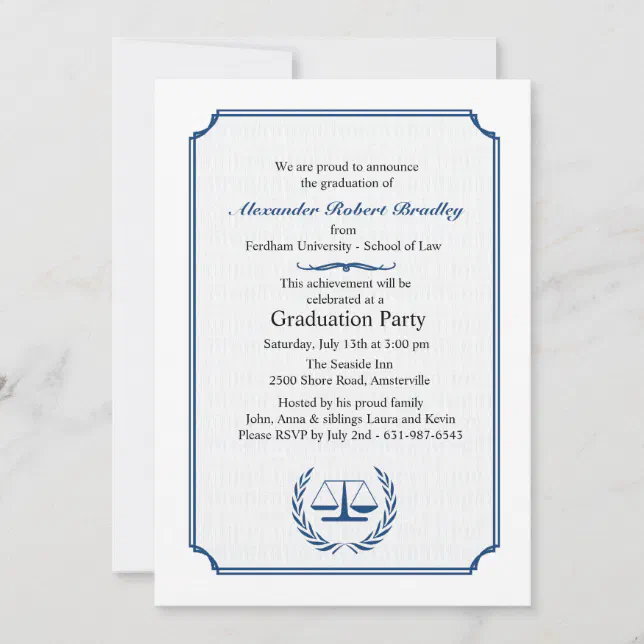 Lawyers Corner Graduation Invitation | Zazzle