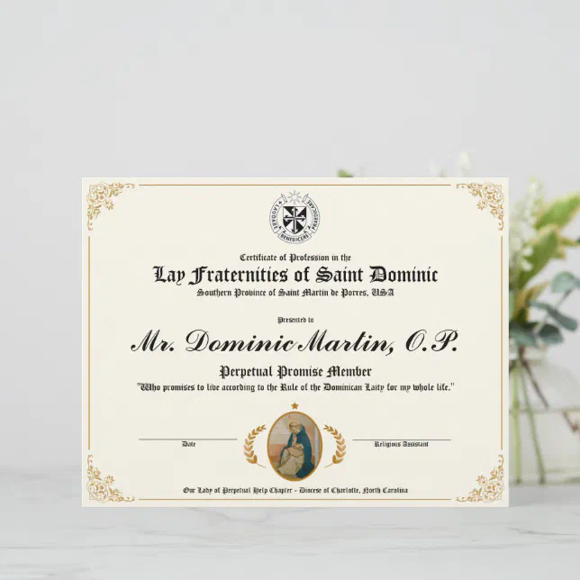 Lay Dominican Certificate | Zazzle