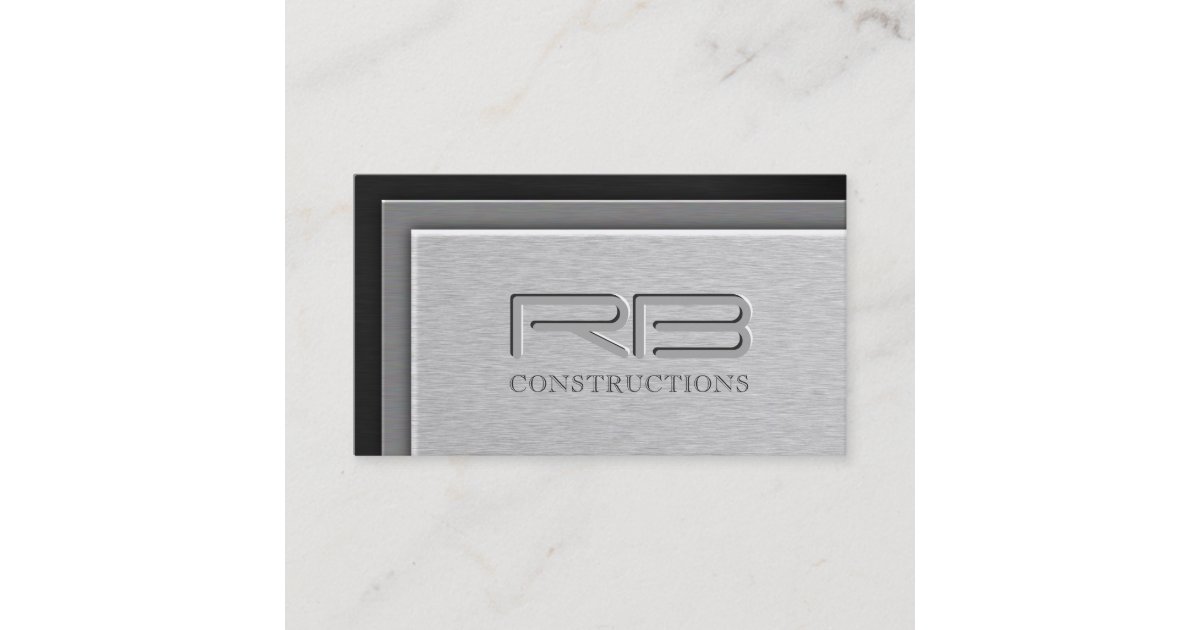 Layered Brush Metal Steel Corner Construction Business Card | Zazzle