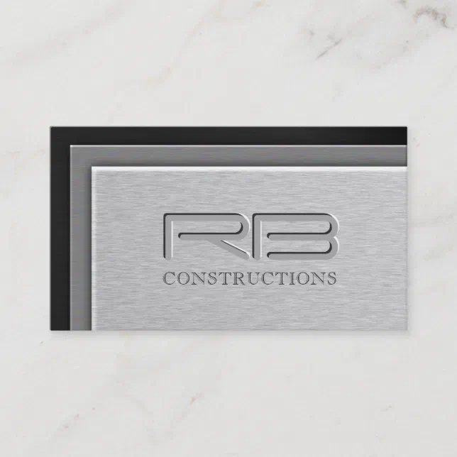Layered Brush Metal Steel Corner Construction Business Card | Zazzle