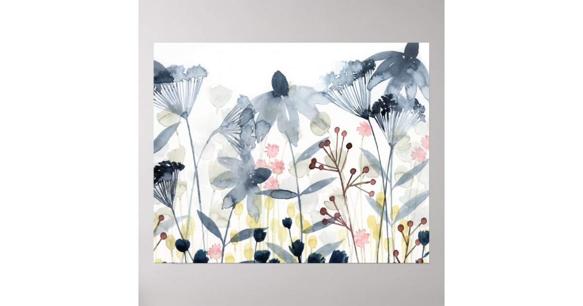 Layered Gardens - Watercolor Flowers Poster | Zazzle