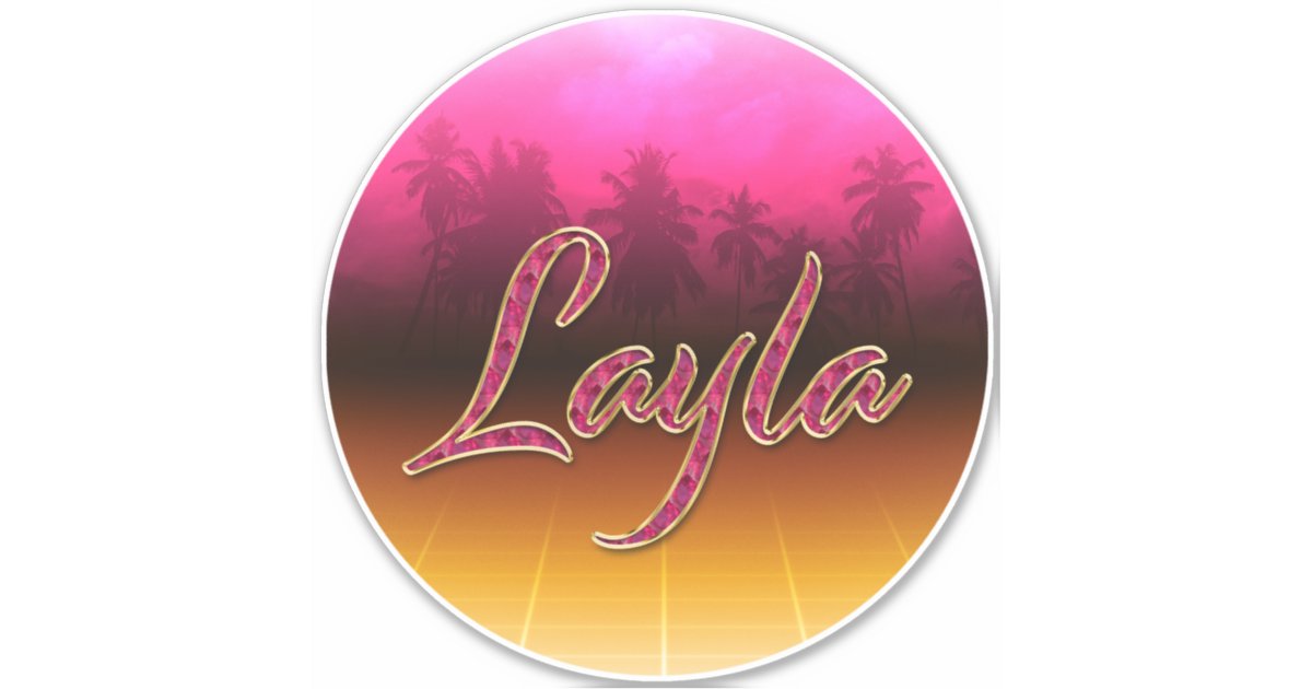 Layla First name name golden pink sticker sticker | Zazzle