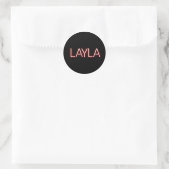 Layla name in glowing neon lights novelty classic round sticker | Zazzle