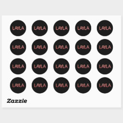 Layla name in glowing neon lights novelty classic round sticker | Zazzle