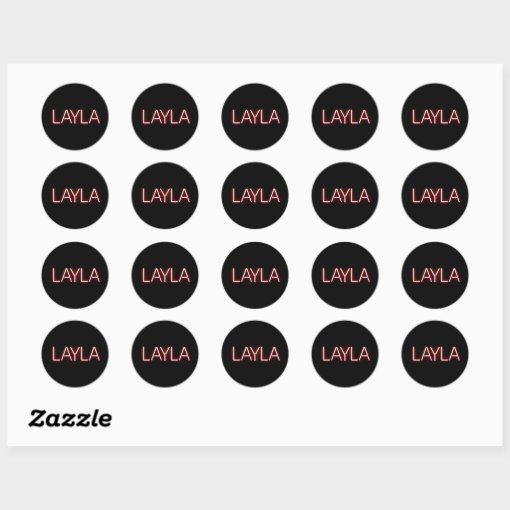 Layla name in glowing neon lights novelty classic round sticker | Zazzle