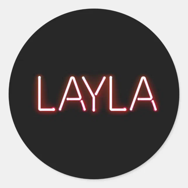 Layla name in glowing neon lights novelty classic round sticker | Zazzle