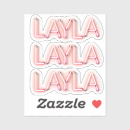 Layla name in glowing neon lights novelty x3 sticker | Zazzle