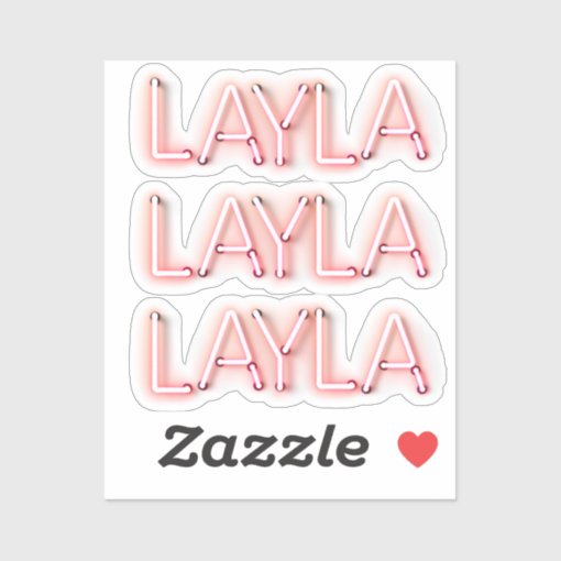 Layla name in glowing neon lights novelty x3 sticker | Zazzle