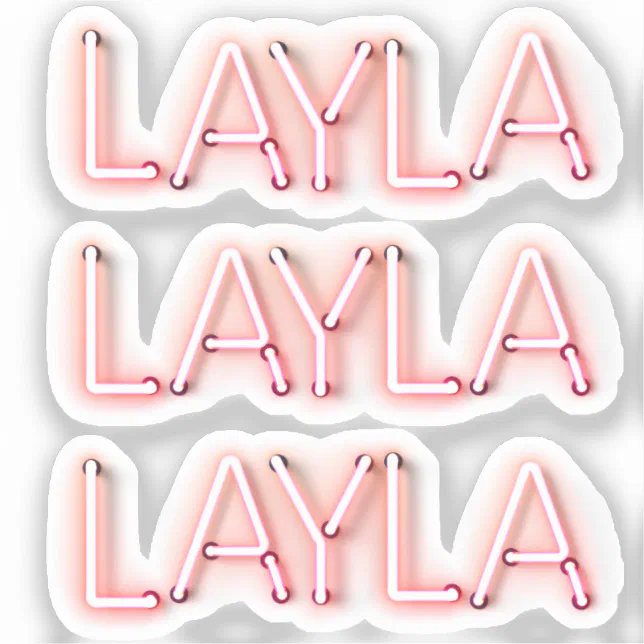 Layla name in glowing neon lights novelty x3 sticker | Zazzle