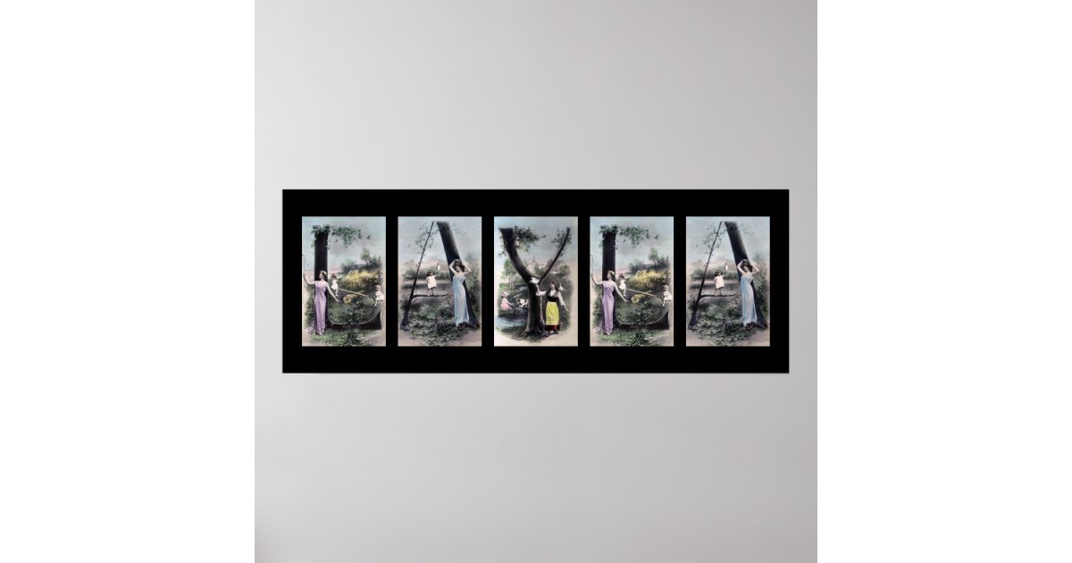 LAYLA Vintage Alphabet Letter Name Art Poster | Zazzle