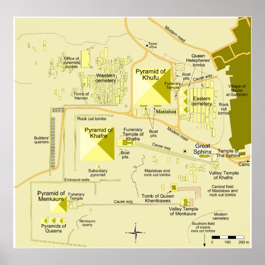 Layout of the Giza Pyramid Complex Diagram Poster | Zazzle.com