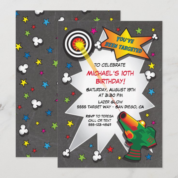 Lazer Tag Birthday Party Invitation | Zazzle
