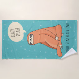 Lazy Day Sloth Beach Towel | Zazzle