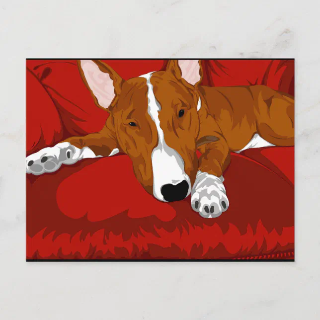 Lazy English Bull Terrier Dog Breed Illustration Postcard | Zazzle