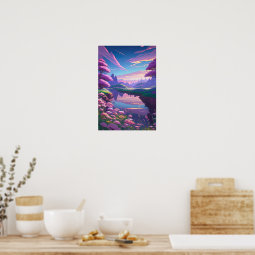 Lazy Purple River, Pink and Purple Flowers Poster | Zazzle