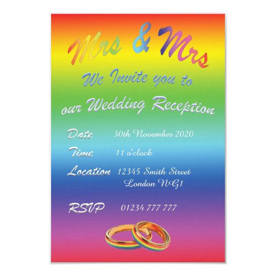 LBGT LESBIAN RAINBOW WEDDING RECEPTION INVITATION | Zazzle.com