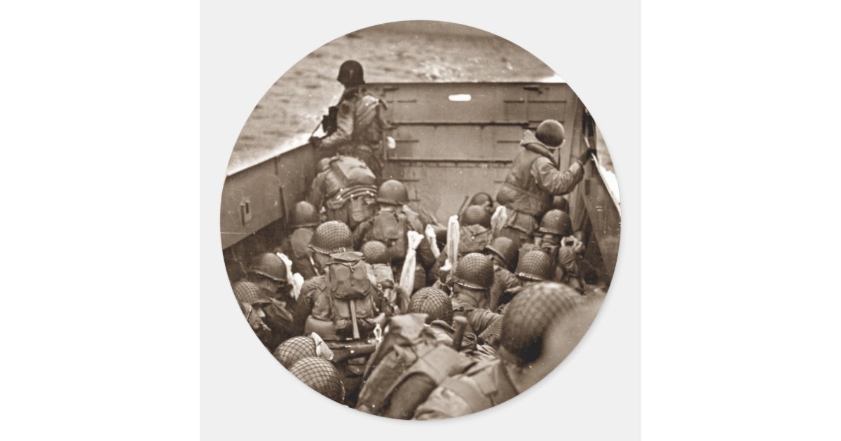 LCI and Soldiers Omaha Beachhead Classic Round Sticker | Zazzle