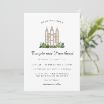 LDS Temple Priesthood Preparation Meeting Invitation | Zazzle