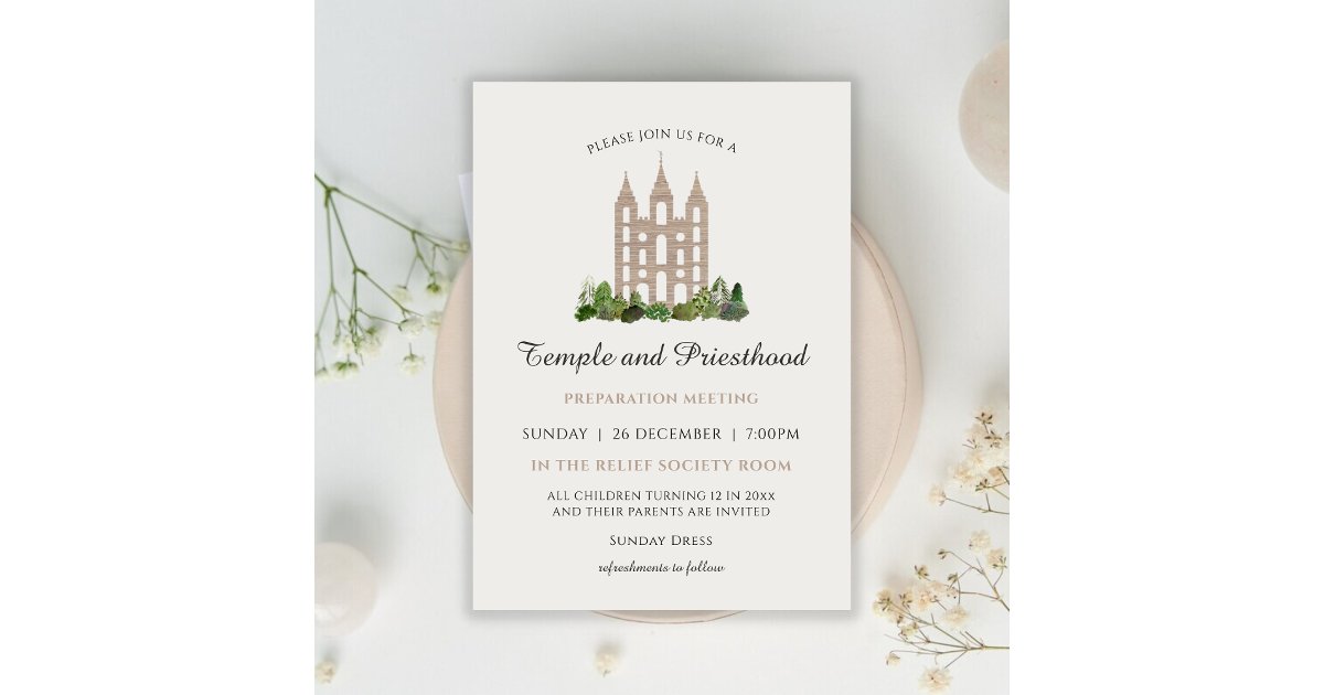 LDS Temple Priesthood Preparation Meeting Invitation | Zazzle