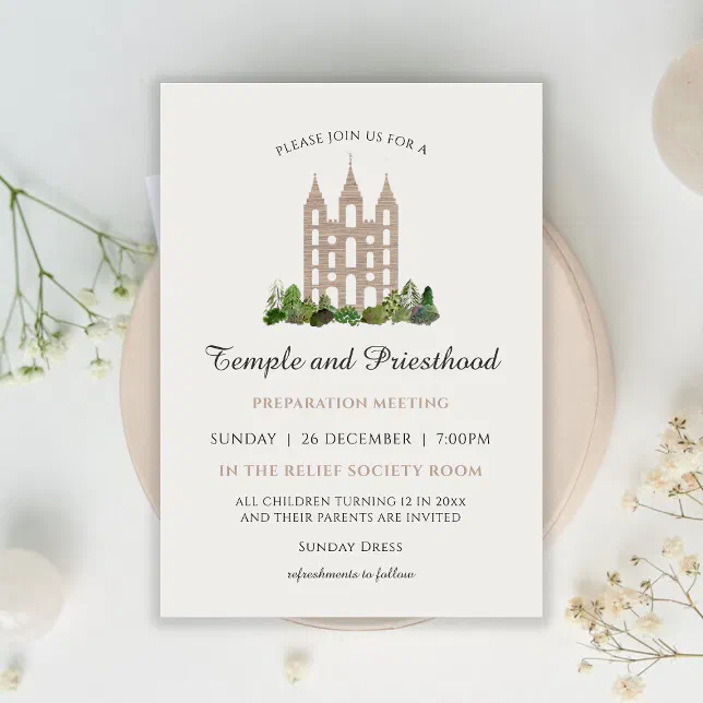 LDS Temple Priesthood Preparation Meeting Invitation | Zazzle