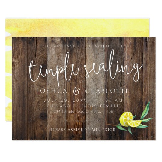 LDS TEMPLE SEALING CARD INSERT | Rustic Wood Lemon | Zazzle.com