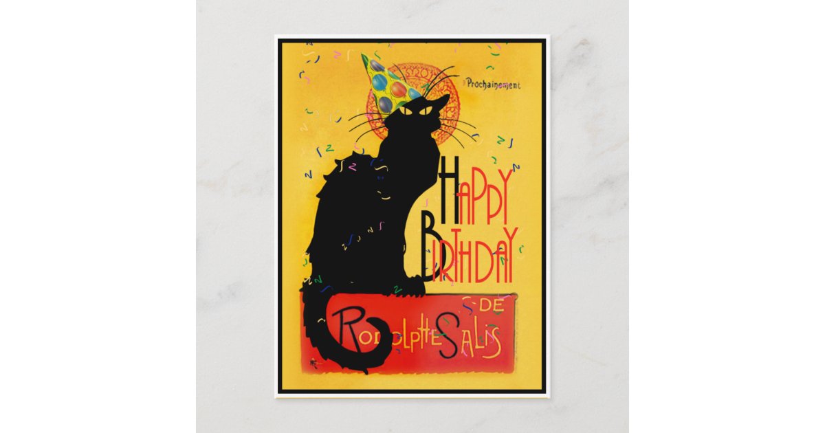 Le Chat Noir Happy Birthday Postcard | Zazzle
