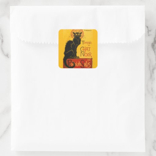 Le Chat Noir The Black Cat Art Nouveau Vintage Square Sticker | Zazzle
