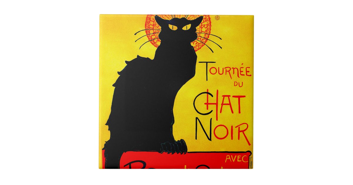 Le Chat Noir Vintage Ceramic Tile | Zazzle