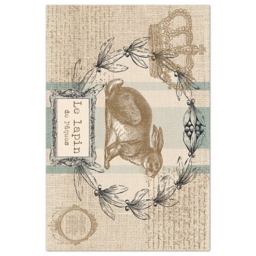 Le Lapin Burlap Easter Rabbit French Decoupage Tissue Paper | Zazzle