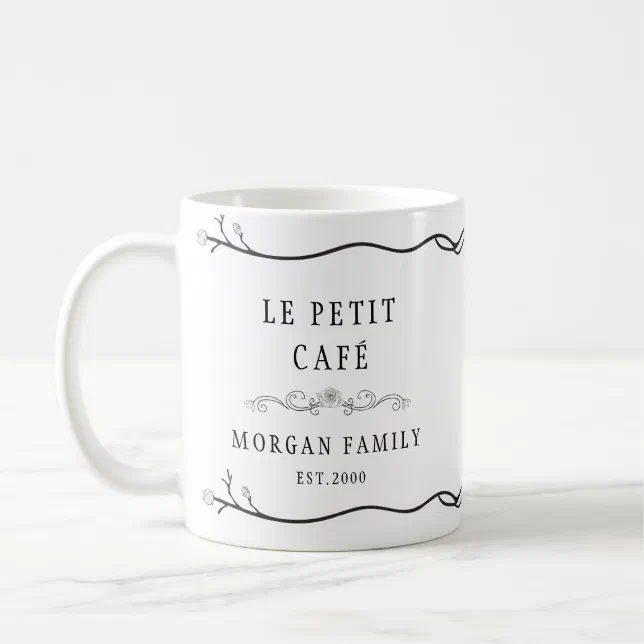 Le Petit Cafe Monogram Floral Mug | Zazzle