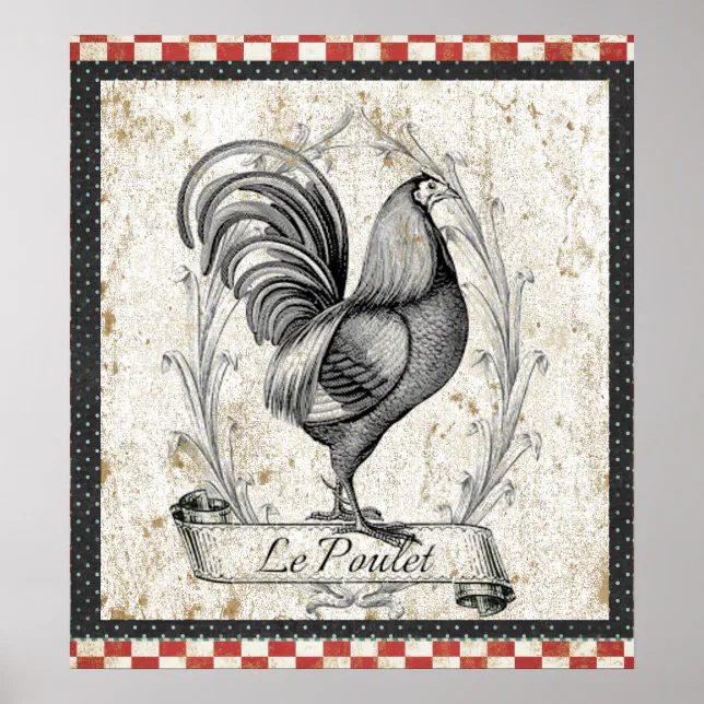 Le Poulet Vintage Chicken Poster | Zazzle