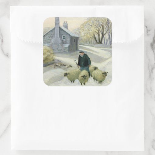 Leading the Sheep Square Sticker | Zazzle