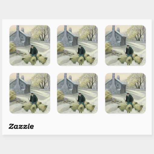 Leading the Sheep Square Sticker | Zazzle