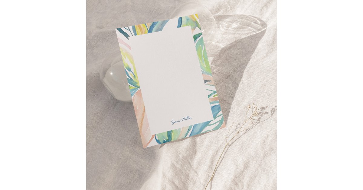 Leaf Abstract Art Personalized Flat Note Card | Zazzle