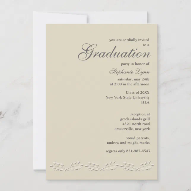 Leaf Accents Graduation Invitation | Zazzle