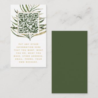 Leaf and QR Code insert Card for customer orders. | Zazzle