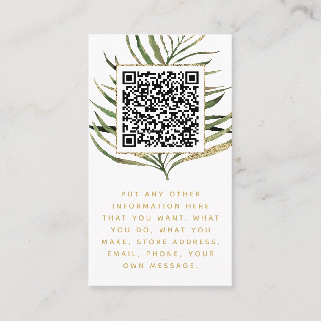 Leaf and QR Code insert Card for customer orders. | Zazzle