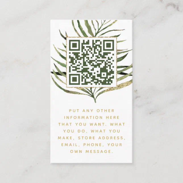 Leaf and QR Code insert Card for customer orders. | Zazzle