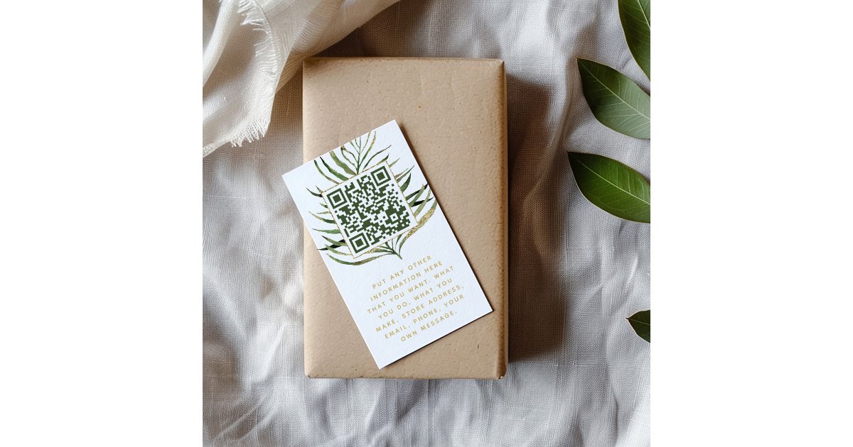 Leaf and QR Code insert Card for customer orders. | Zazzle
